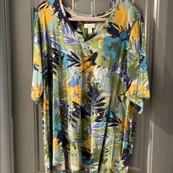 d & Co. Active | Tops | Yellow And Blue Relaxed Boxy Tunic Top | Poshmark